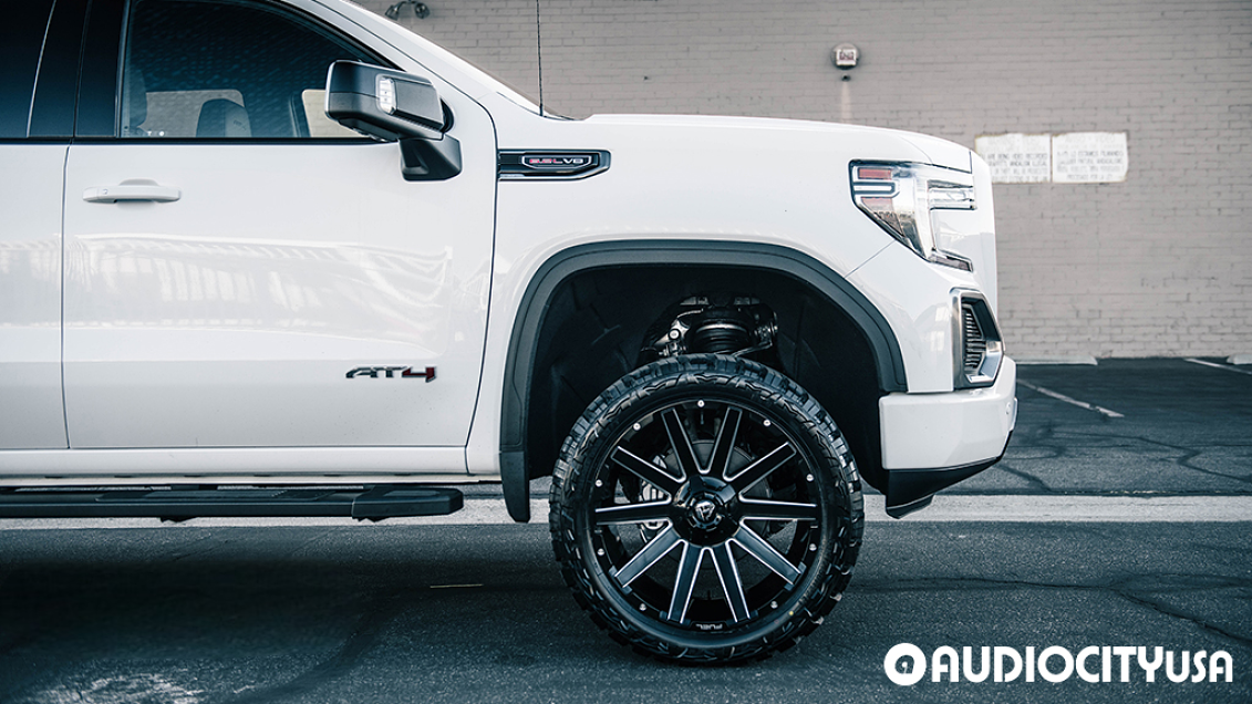 2019 GMC Sierra 1500 on 22" Fuel Wheels D616 Contra Matte Black Milled ...