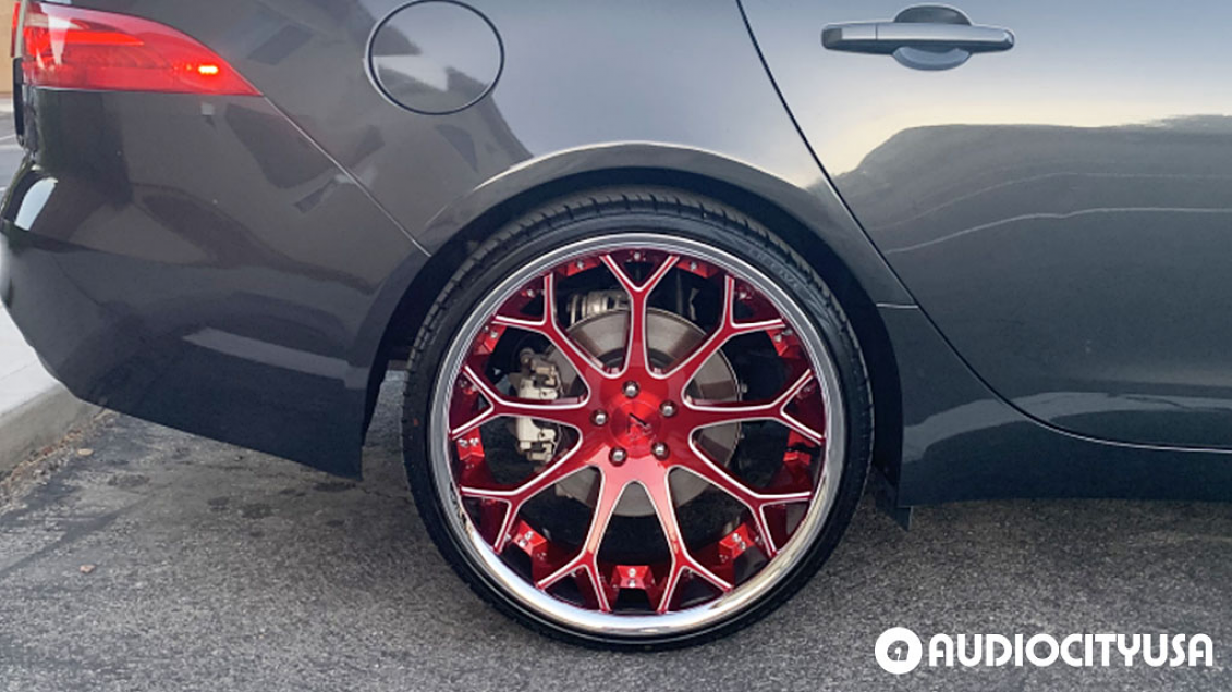 2017 Jaguar XF on 22" Azad Wheels AZ99 Candy Red Milled with Chrome SS ...