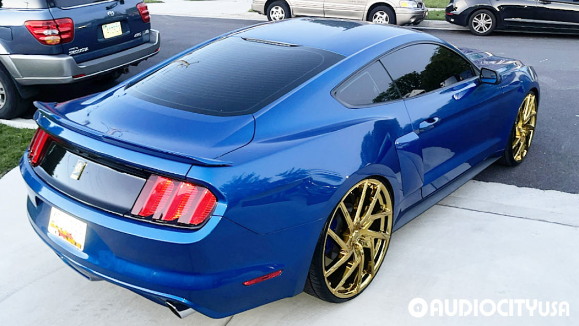 2017 Ford Mustang on 24" Lexani Wheels Senna Custom Gold Plating over ...
