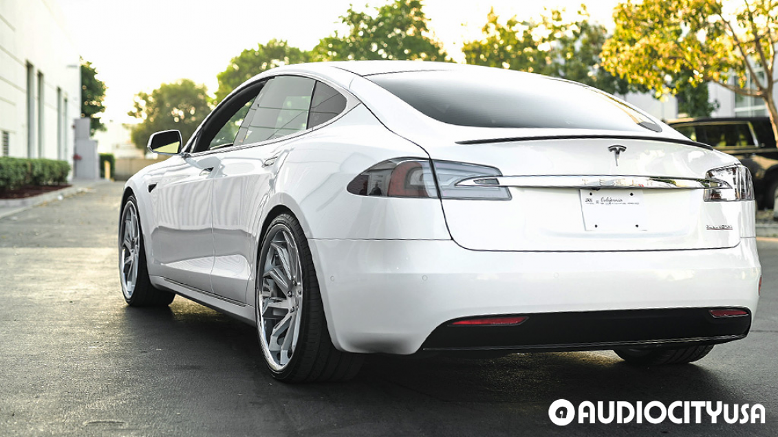 2019 Tesla Model S on 22" AZAD Wheels AZ1101 Semi Brushed with Chrome ...