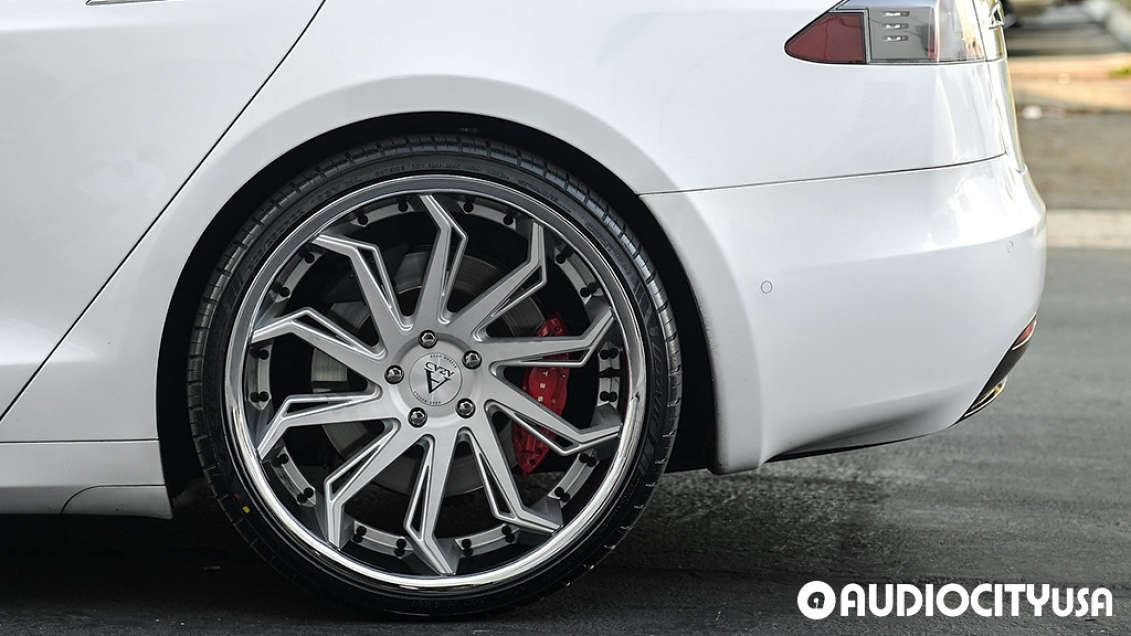 2019 Tesla Model S on 22" AZAD Wheels AZ1101 Semi Brushed with Chrome ...
