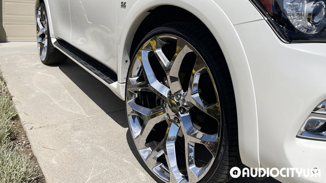 2017 Infiniti QX80 on 28" Strada Wheels Snowflake Chrome | Gallery ...