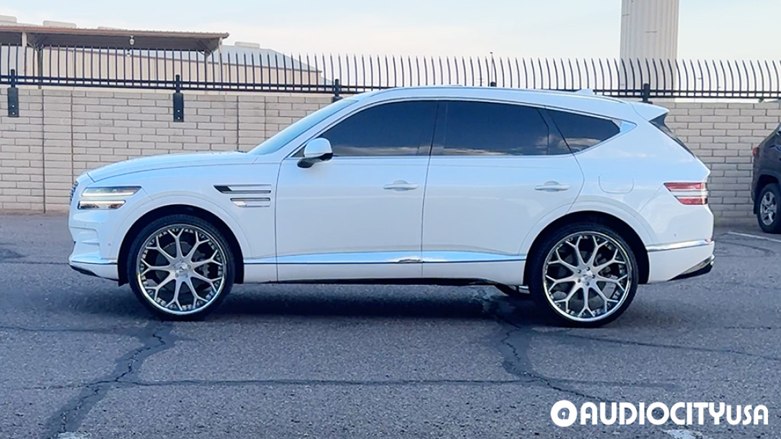 2021 Genesis GV80 on 24" AZAD Wheels AZ99 Silver with Chrome SS Lip ...