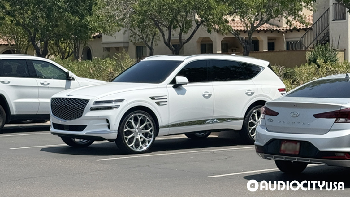 2021 Genesis GV80 on 24" AZAD Wheels AZ99 Silver with Chrome SS Lip ...