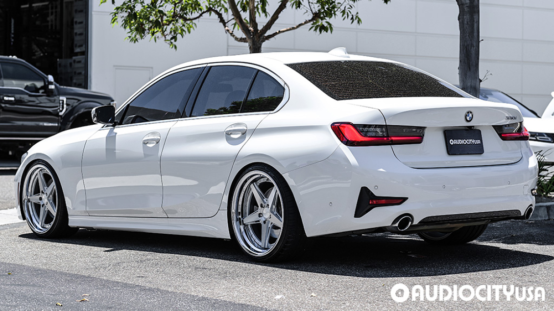 2019 BMW 3 Series on 20" Rennen Wheels CSL 7 Silver with Chrome Lip ...