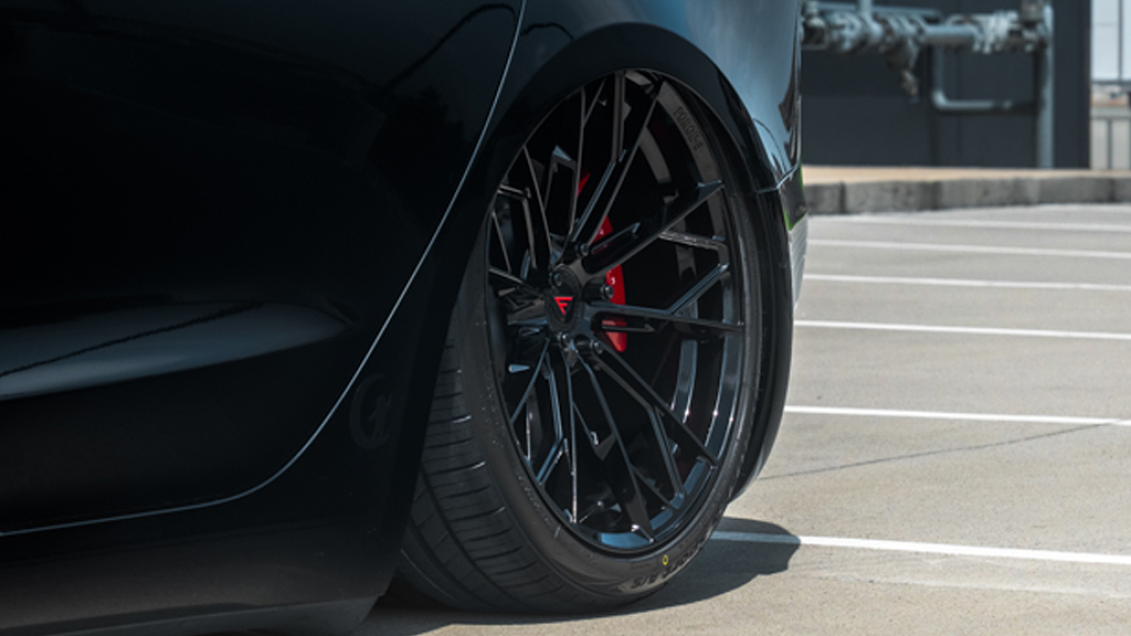 2022 Tesla Model 3 on 20" Ferrada Wheels F8-FR11 Obsidian Black ...