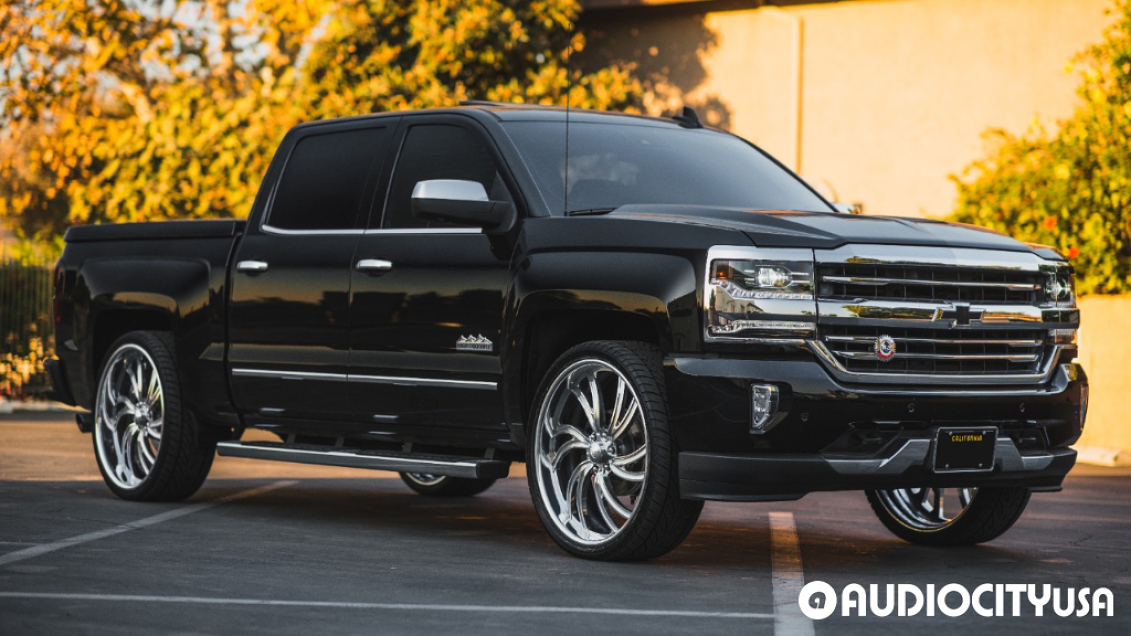 2017 Chevrolet Silverado 1500 on 26" Intro Wheels Spyder Brushed Polish ...