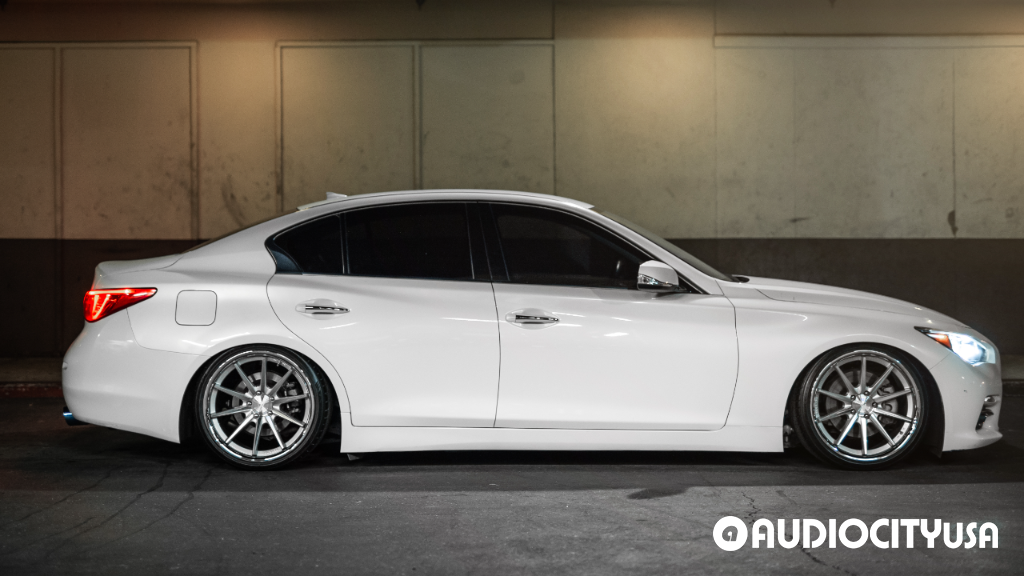 2015 Infiniti Q50 on 19" Ferrada Wheels FR4 Silver Machined with Chrome ...