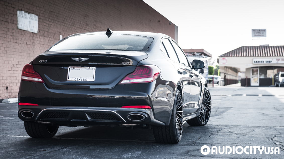 2020 Genesis G70 on 20" Lexani Wheels Wraith Gloss Black Machined Tips ...