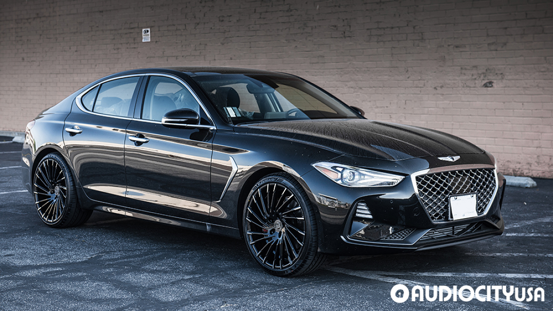 2020 Genesis G70 on 20" Lexani Wheels Wraith Gloss Black Machined Tips ...