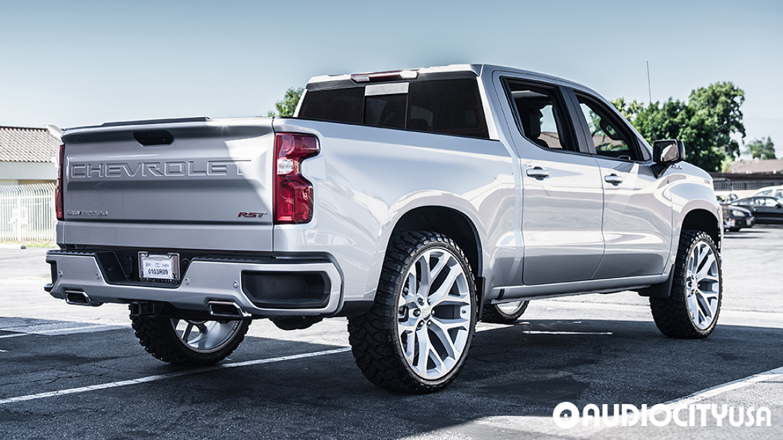 2019 Chevrolet Silverado 1500 on 26" OEM Replica Wheels Chevy Truck Snowflake FR 59 Silver ...