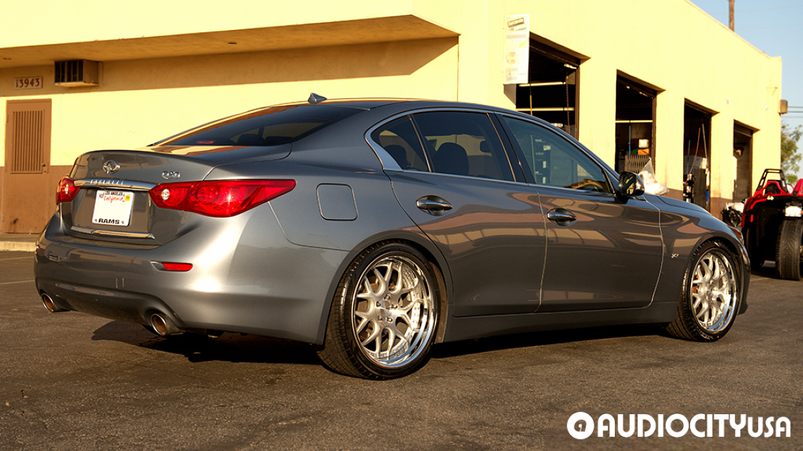 2018 Infiniti Q50 on 20" Rennen Wheels CSL 2 Silver with Chrome Step ...