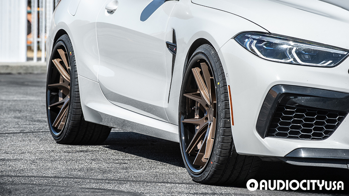 2020 BMW M8 on 22" Ferrada Wheels FR2 Matte Bronze with Gloss Black Lip ...