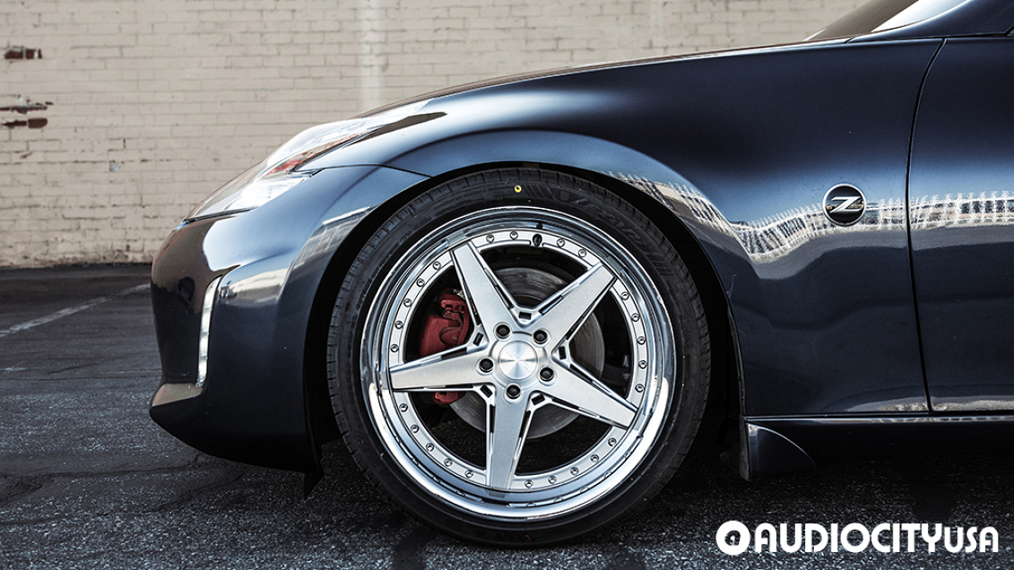 2017 Nissan 370Z on 20" Rennen Wheels CSL 7 Silver with Chrome Lip ...