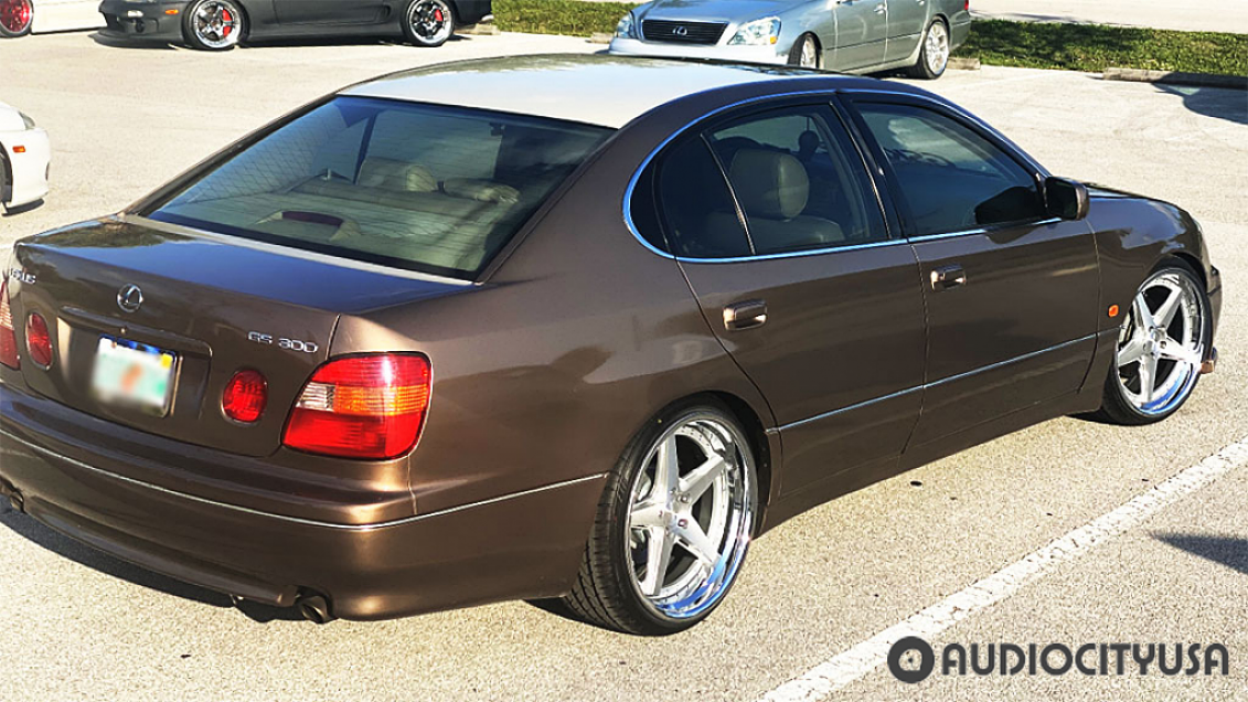 1999 Lexus GS Series on 20" Rennen Wheels CSL 7 Silver with Chrome Lip ...