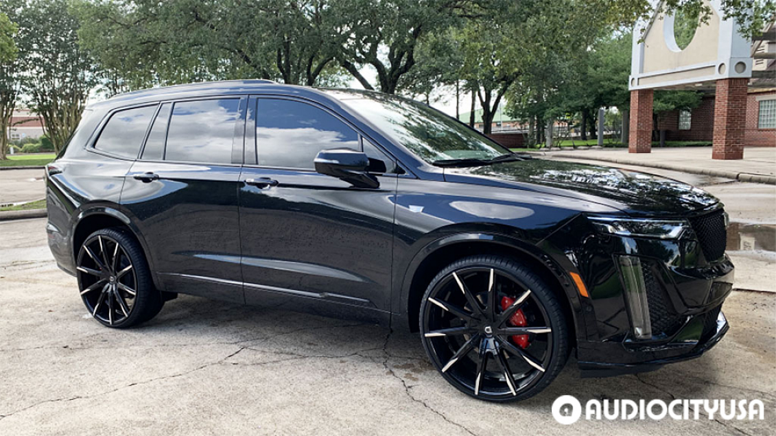 2021 Cadillac XT6 on 24" Lexani Wheels CSS-15 Black with Machined Tips ...