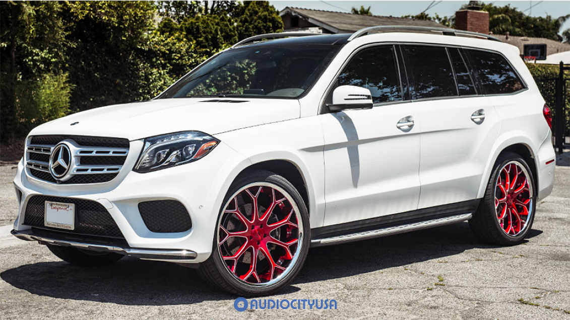 2018 Mercedes-Benz GLS-Class on 24" Azad Wheels AZ99 Candy Red Milled ...
