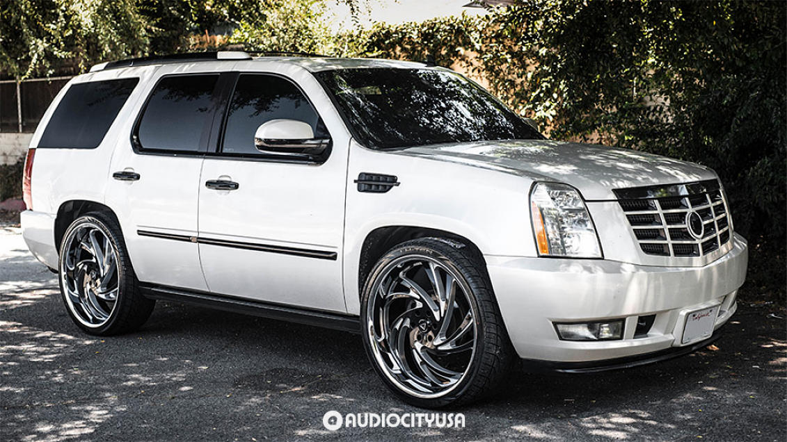 2013 Cadillac Escalade on 26" Azad Wheels Drip Black Milled with SS Lip ...
