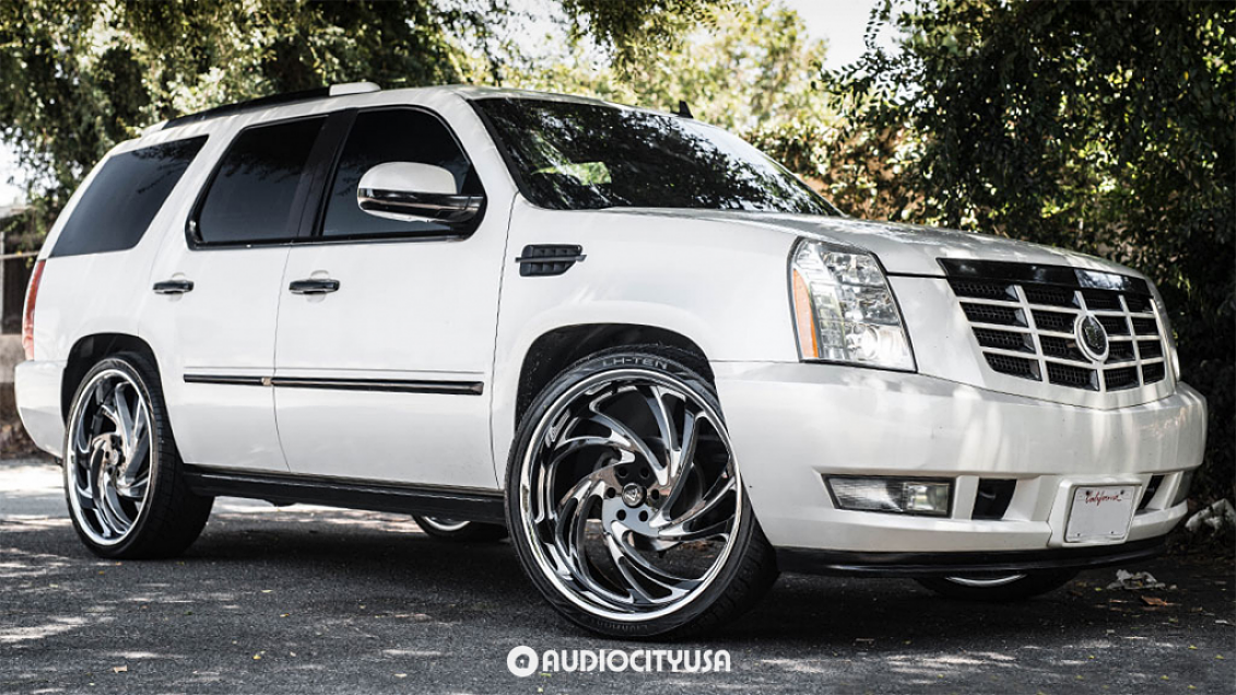 2013 Cadillac Escalade on 26" Azad Wheels Drip Black Milled with SS Lip ...