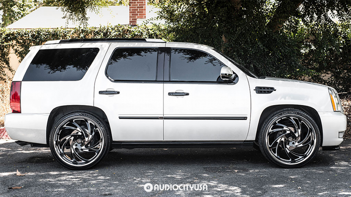 2013 Cadillac Escalade on 26" Azad Wheels Drip Black Milled with SS Lip ...