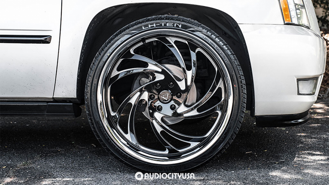 2013 Cadillac Escalade on 26" Azad Wheels Drip Black Milled with SS Lip ...