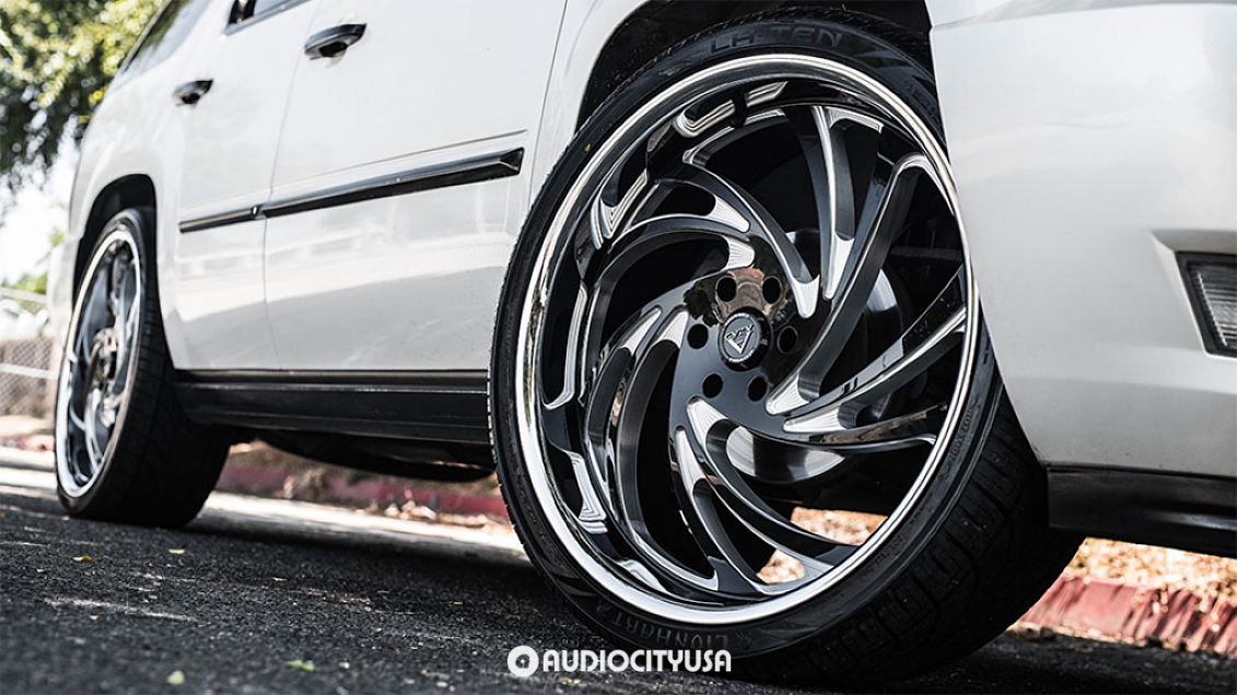 2013 Cadillac Escalade on 26" Azad Wheels Drip Black Milled with SS Lip ...