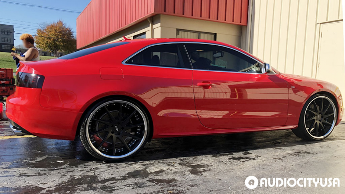 2011 Audi S5 on 22" Azad Wheels AZ23 Semi Matte Black with Chrome Lip ...