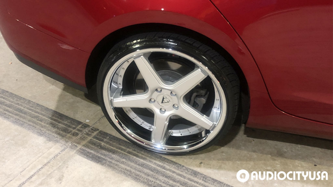 2014 Cadillac ATS on 20" Azad Wheels AZ008 Silver Brushed with Chrome ...