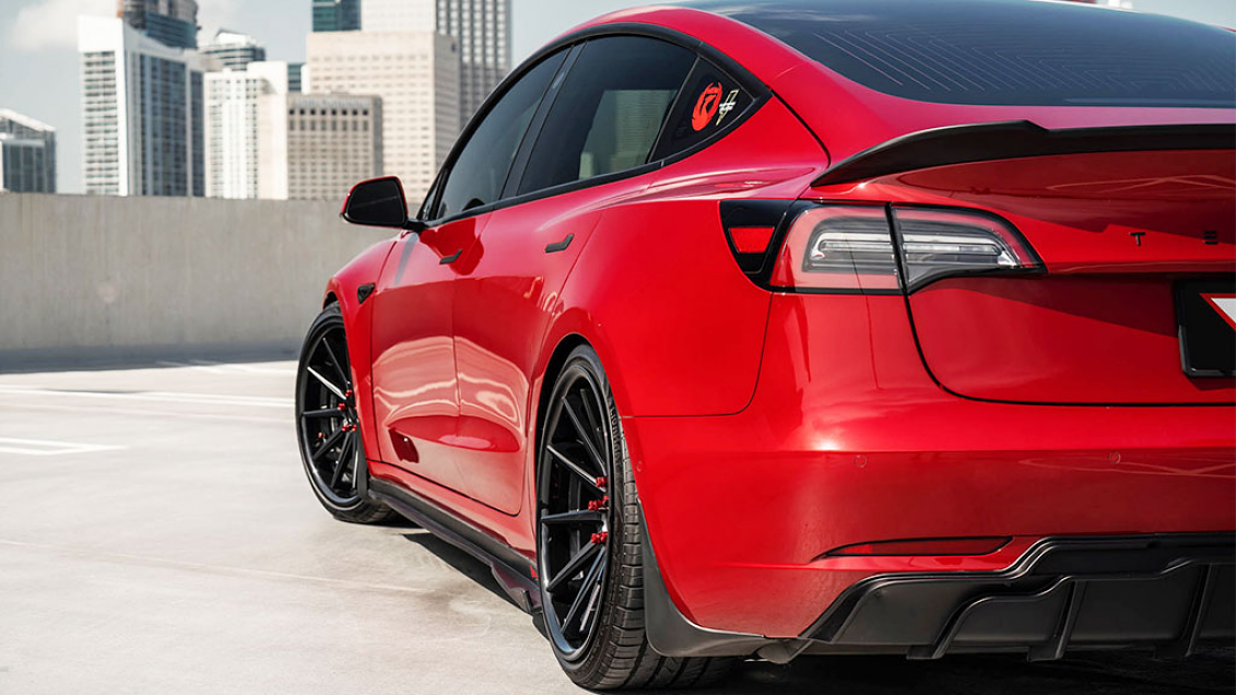 2020 Tesla Model 3 on 20" Ferrada Wheels FR4 Matte Black with Gloss ...