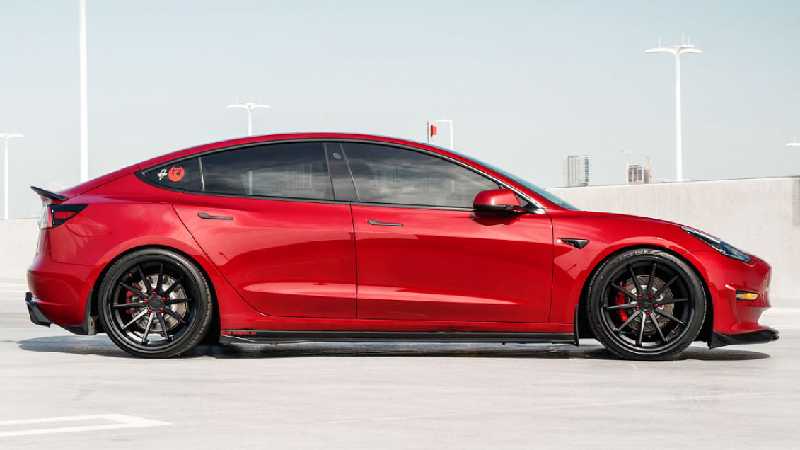2020 Tesla Model 3 on 20" Ferrada Wheels FR4 Matte Black with Gloss ...
