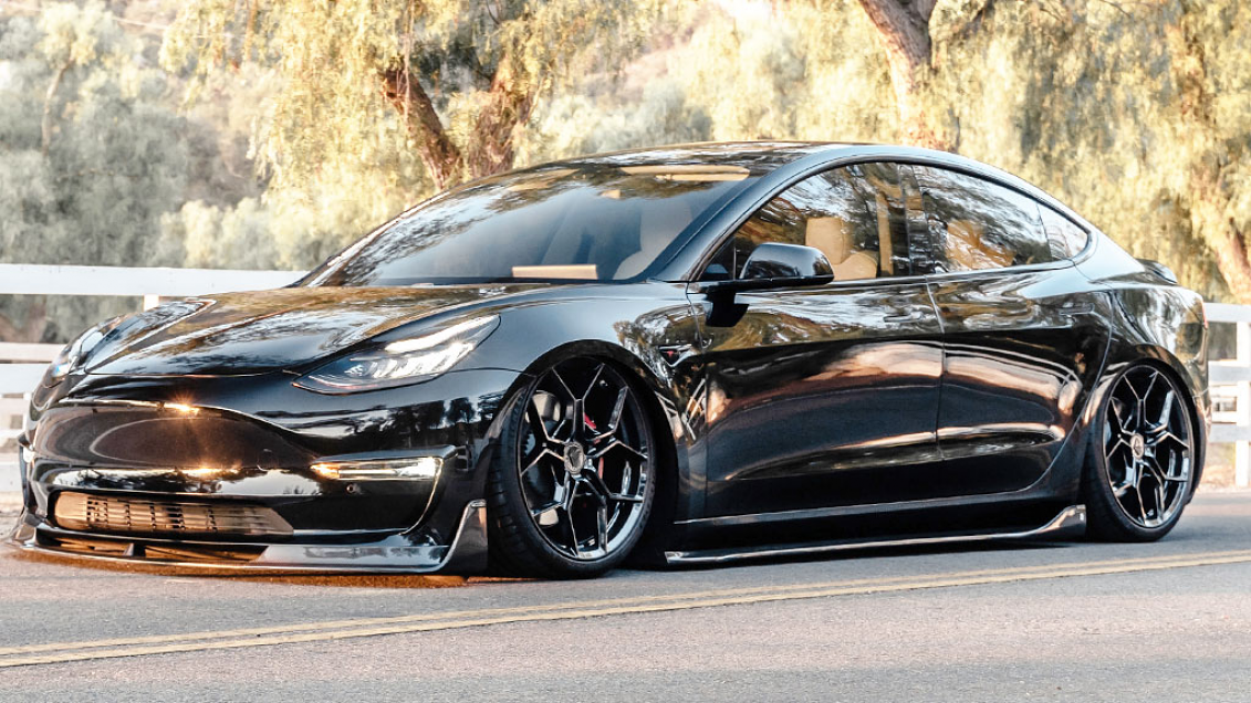 2020 Tesla Model 3 on 20" Blaque Diamond Wheels BD-F25 Gloss Black ...