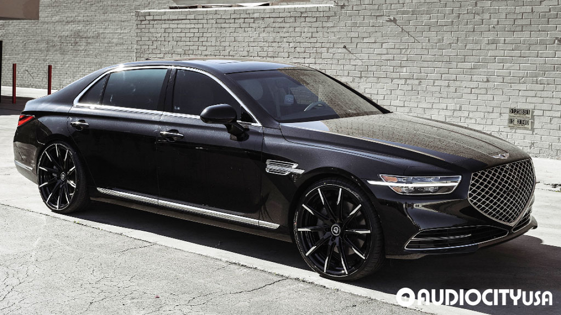 2020 Genesis G90 on 22" Lexani Wheels CSS-15 Gloss Black with Machined ...