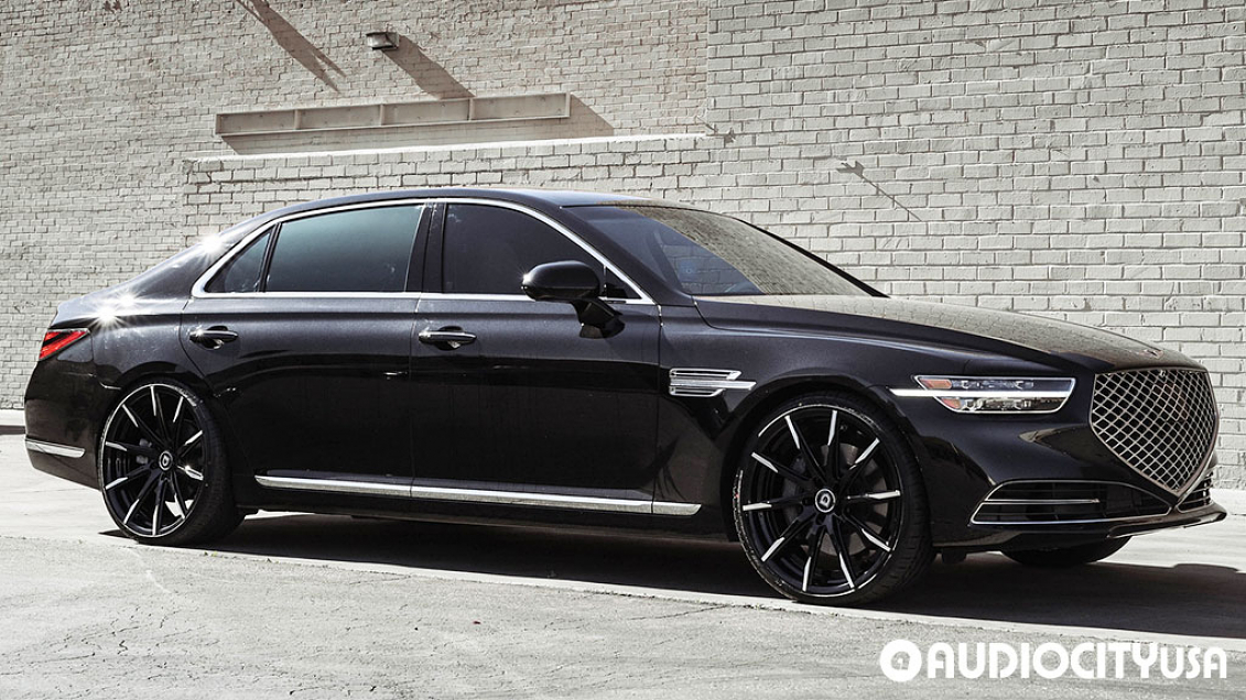 2020 Genesis G90 on 22" Lexani Wheels CSS-15 Gloss Black with Machined ...