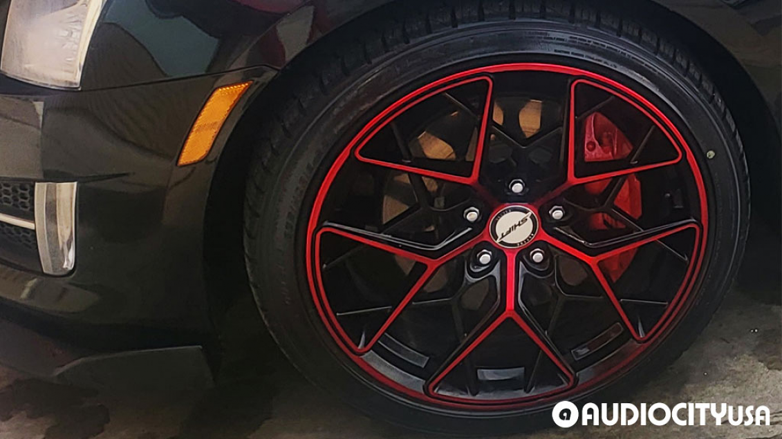 2013 Cadillac ATS on 18" Shift Wheels Piston Gloss Black with Candy Red ...