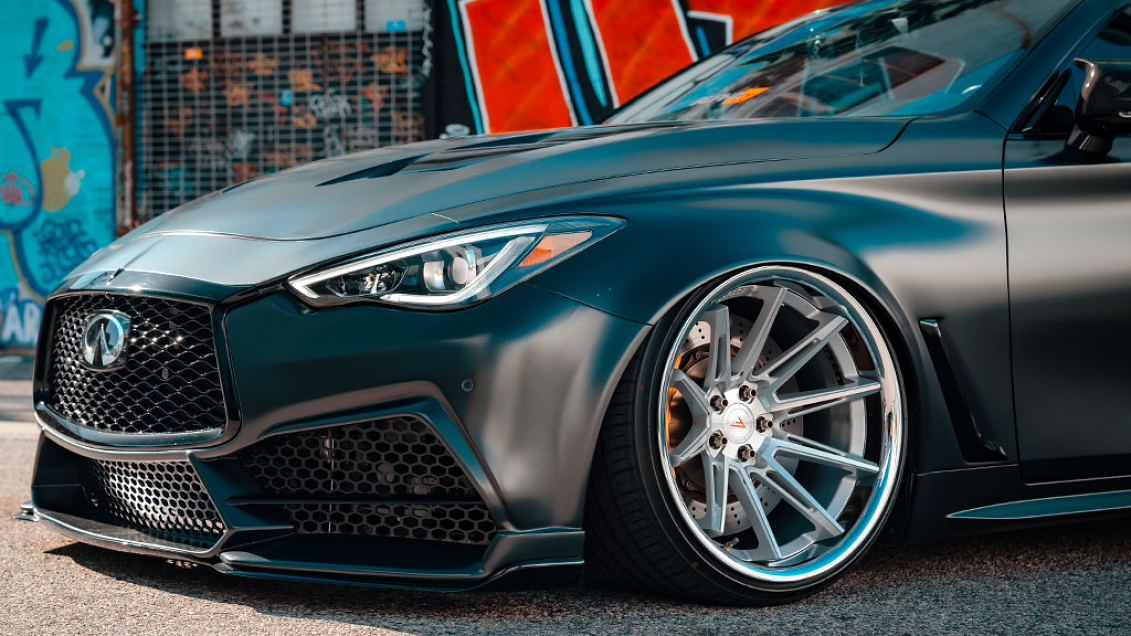 2021 Infiniti Q60 on 20" Ferrada Wheels CM2 Silver Machined with Chrome ...