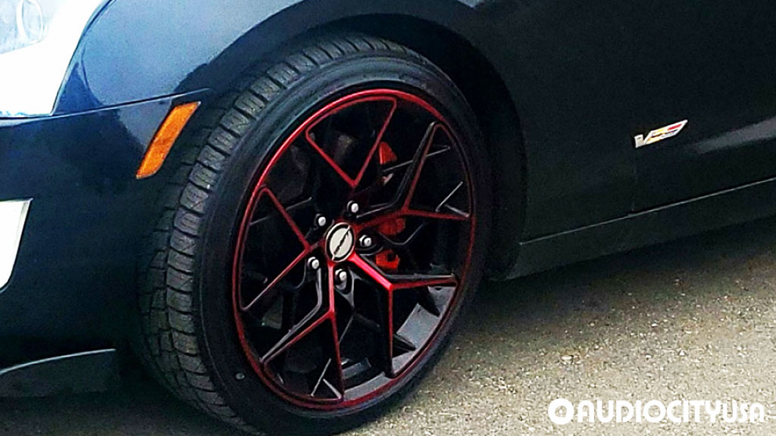 2013 Cadillac ATS on 18" Shift Wheels Piston Gloss Black with Candy Red ...