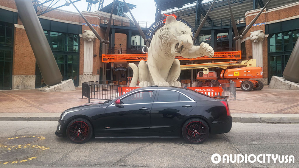 2013 Cadillac ATS on 18" Shift Wheels Piston Gloss Black with Candy Red ...