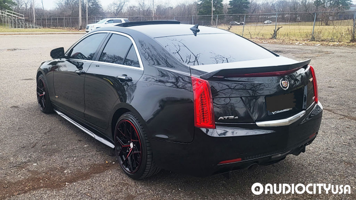 2013 Cadillac ATS on 18" Shift Wheels Piston Gloss Black with Candy Red ...