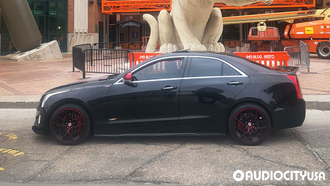 2013 Cadillac ATS on 18" Shift Wheels Piston Gloss Black with Candy Red ...