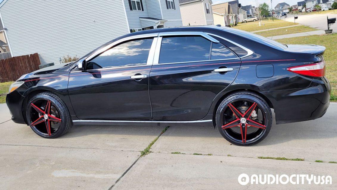 2017 Toyota Camry on 20" Pinnacle Wheels P202 Gloss Black Red Milled ...