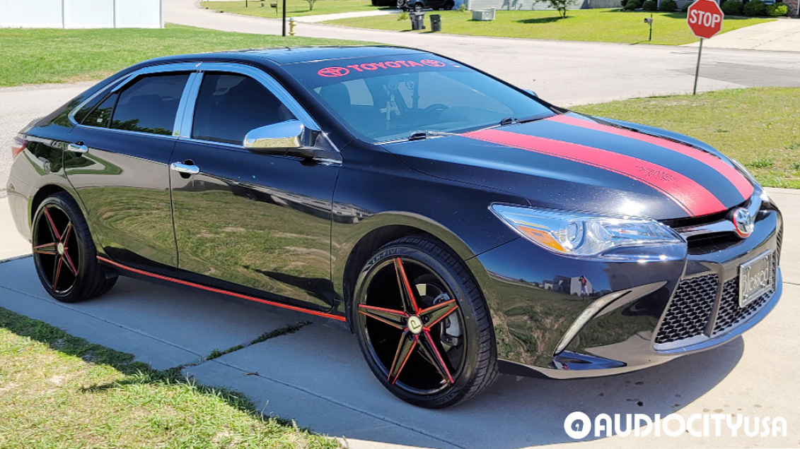 2017 Toyota Camry on 20" Pinnacle Wheels P202 Gloss Black Red Milled ...