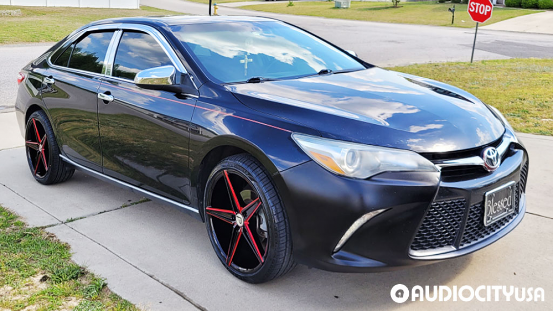2017 Toyota Camry on 20" Pinnacle Wheels P202 Gloss Black Red Milled ...