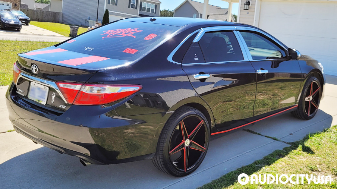 2017 Toyota Camry on 20" Pinnacle Wheels P202 Gloss Black Red Milled ...