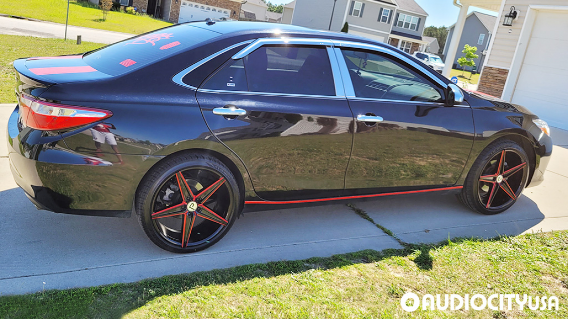 2017 Toyota Camry on 20" Pinnacle Wheels P202 Gloss Black Red Milled ...