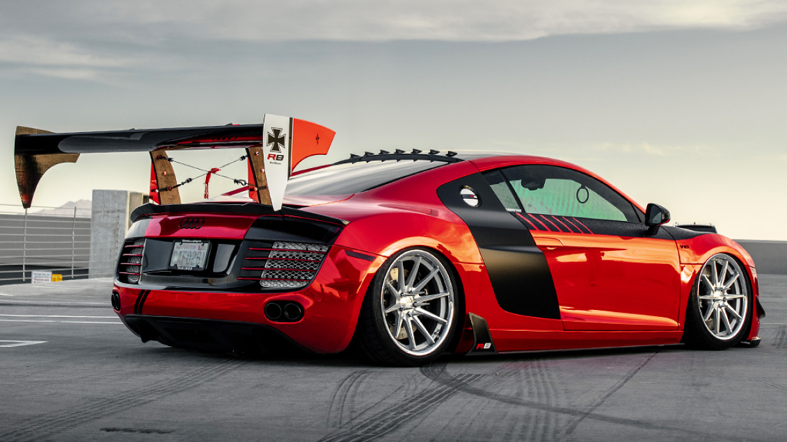 2009 Audi R8 on 19" Ferrada Wheels FR4 Silver Machined with Chrome Lip ...