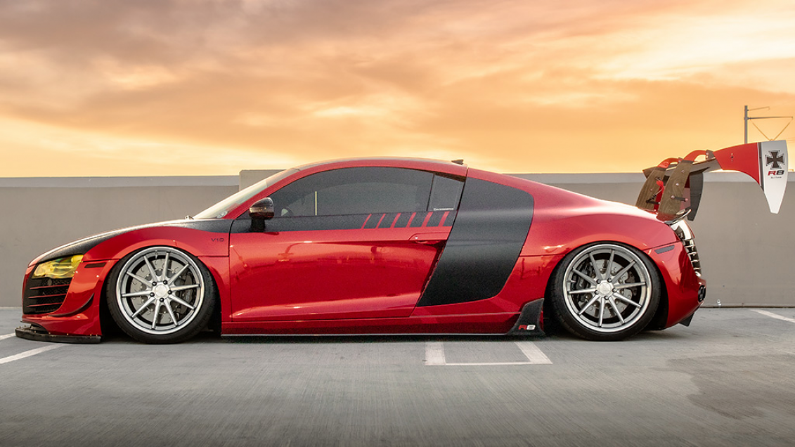 2009 Audi R8 on 19" Ferrada Wheels FR4 Silver Machined with Chrome Lip ...