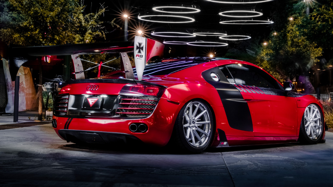 2009 Audi R8 on 19" Ferrada Wheels FR4 Silver Machined with Chrome Lip ...