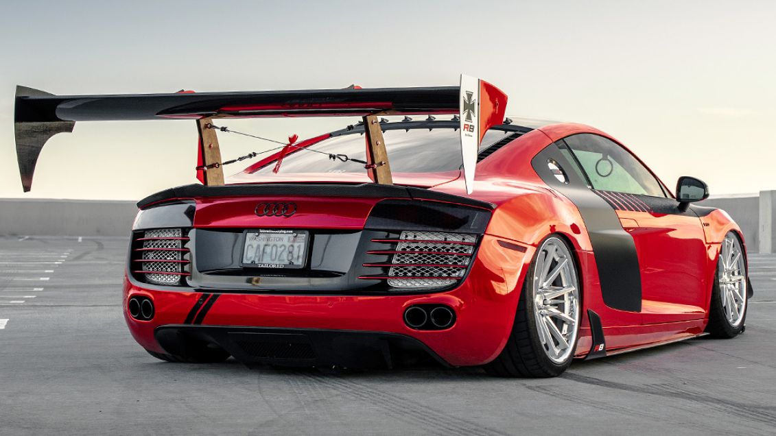 2009 Audi R8 on 19" Ferrada Wheels FR4 Silver Machined with Chrome Lip ...