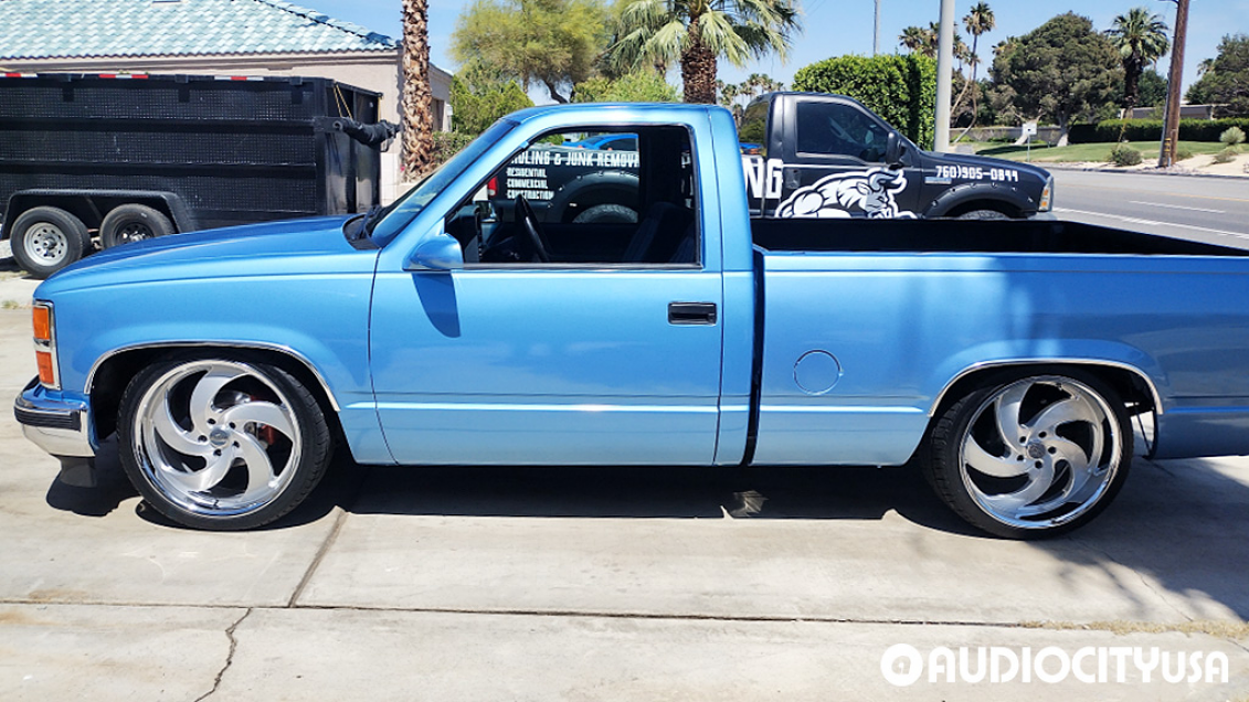 1989 Chevrolet C1500 on 22" Strada Wheels Retro 5 Brushed Silver Milled ...