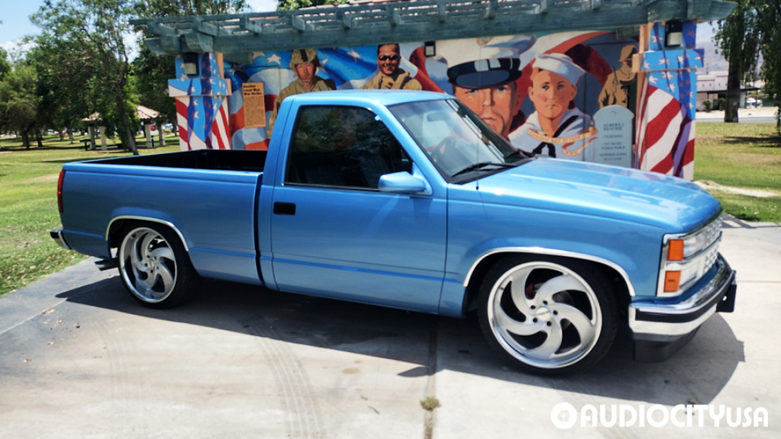 1989 Chevrolet C1500 on 22" Strada Wheels Retro 5 Brushed Silver Milled ...